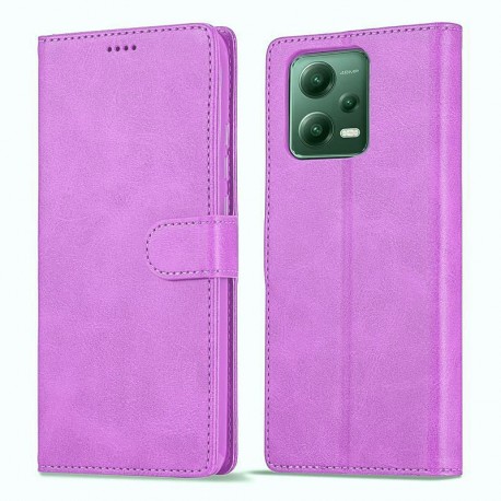 Coque Portefeuille Xiaomi Redmi Note 12 pro Simili Cuir Rose.